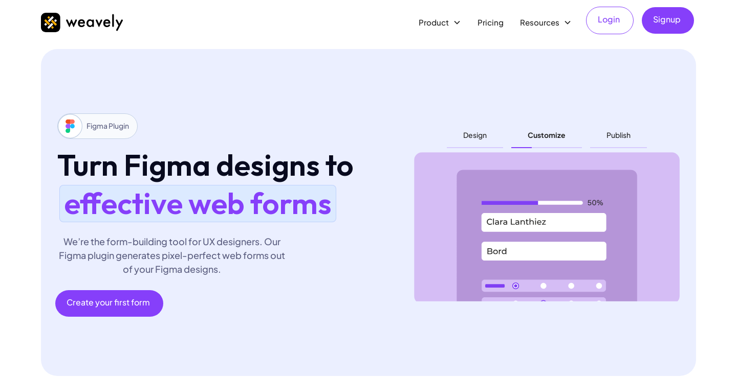 Weavely – design and publish forms directly in Figma