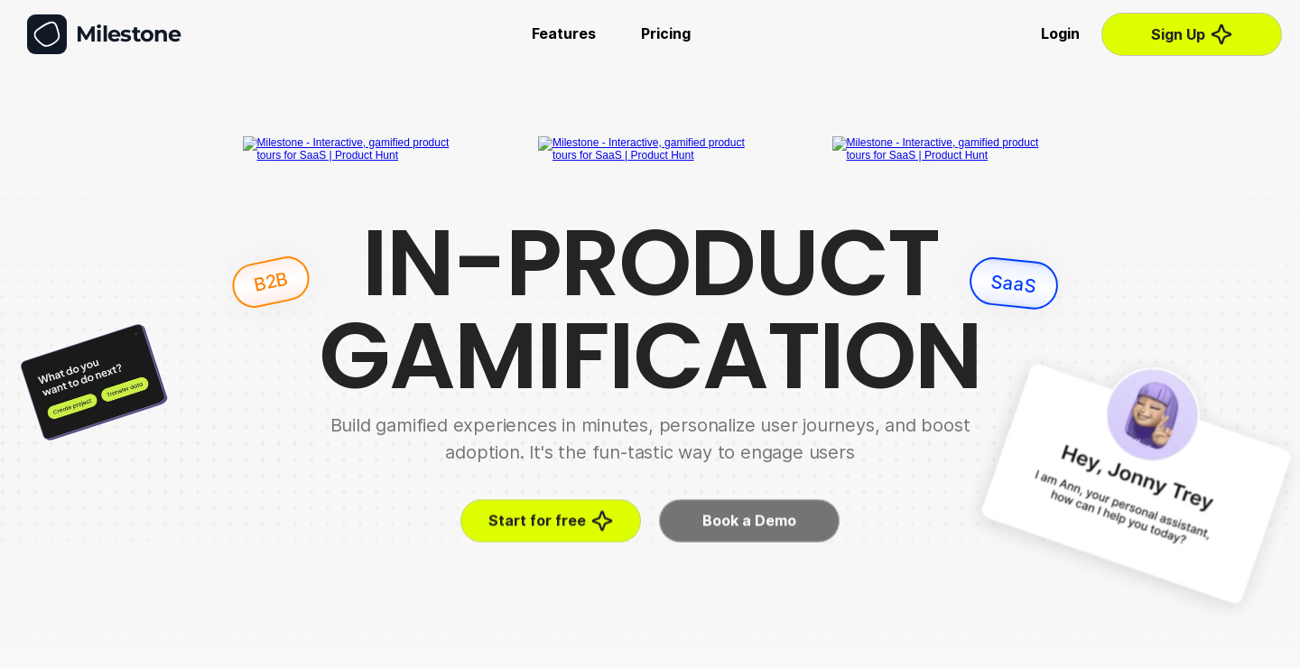 Milestone - gamified product tours for SaaS | Prototypr Toolbox