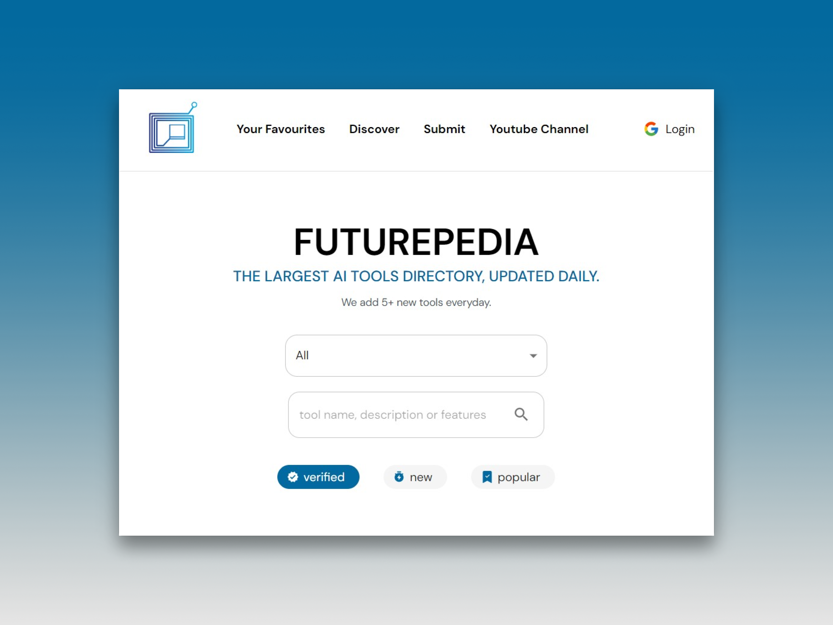 Futurepedia - Updated & curated catalog of AI tools with verified quality