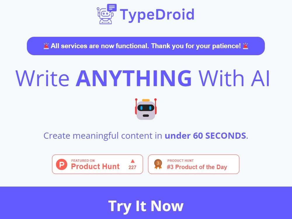 TypeDroid - AI-powered copywriting