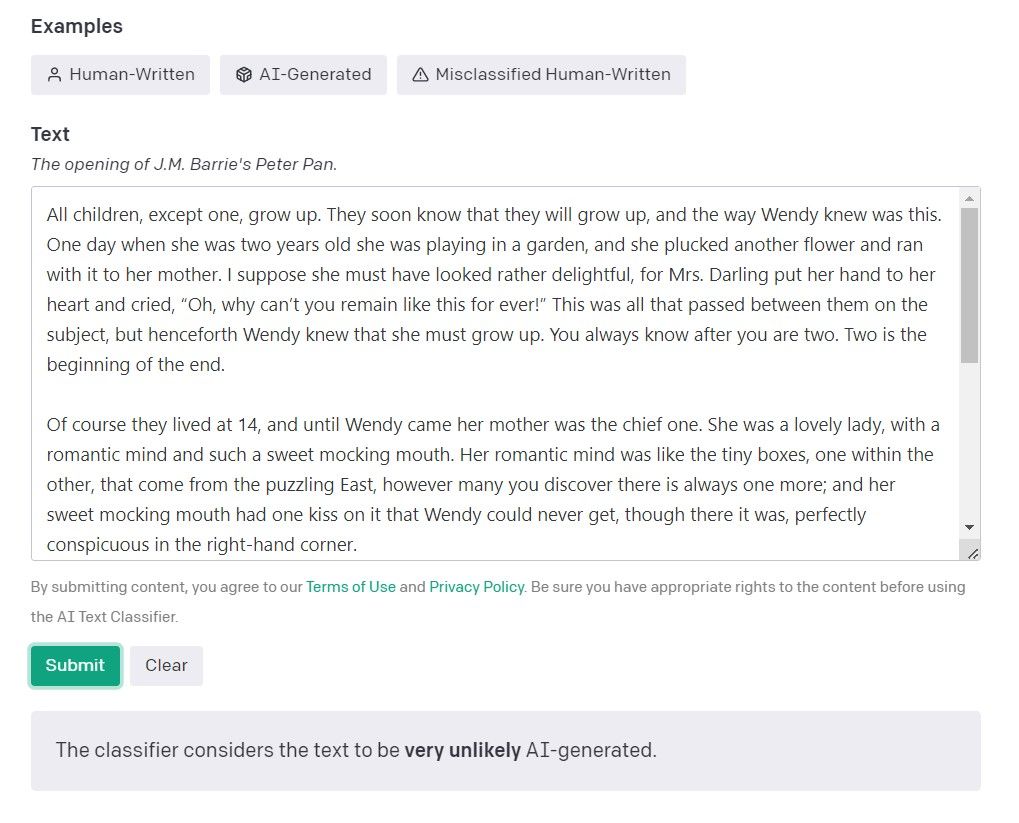 AI Text Classifier by OpenAI