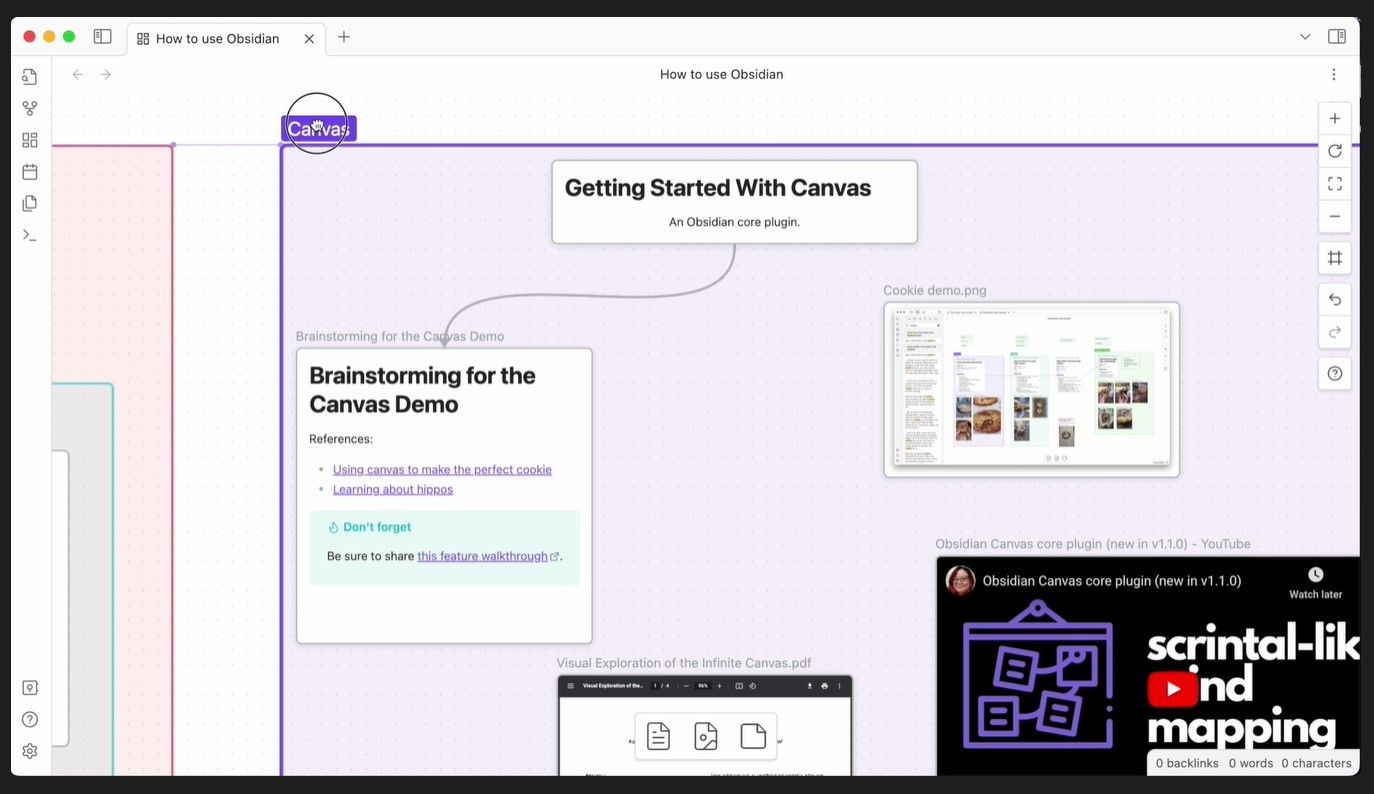 Obsidian Canvas - Visually organize your ideas