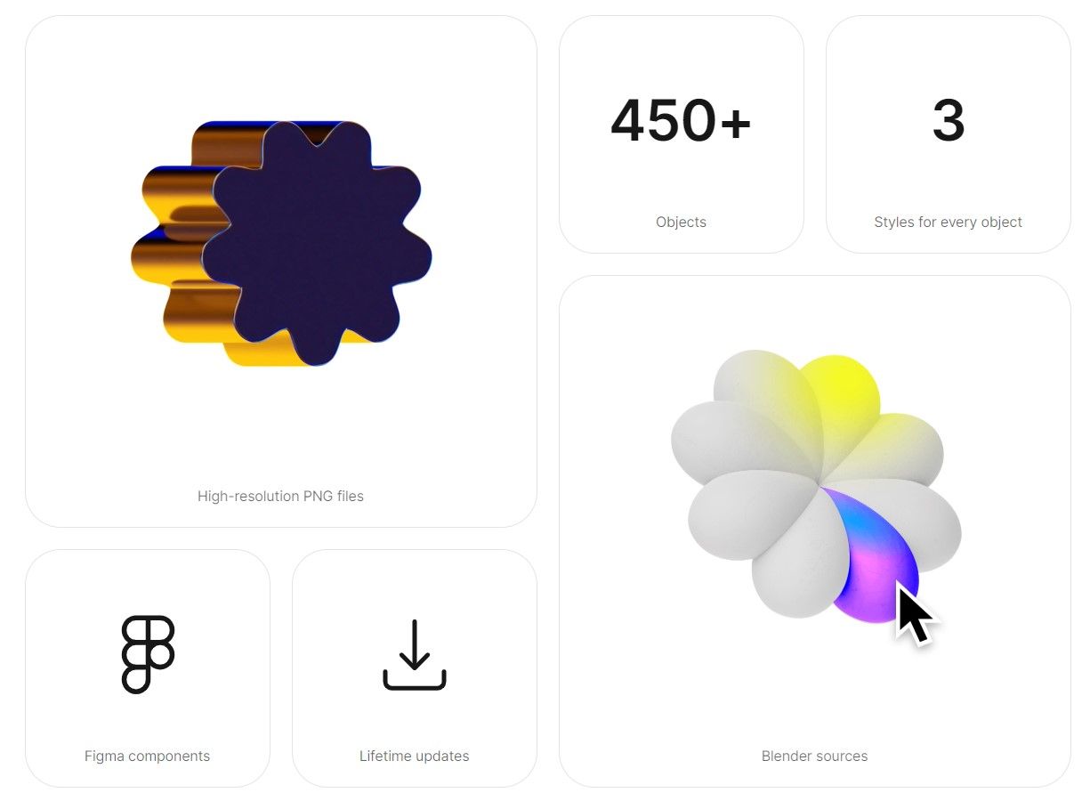 Bloom Objects - 450+ abstract 3D shapes in unique textures