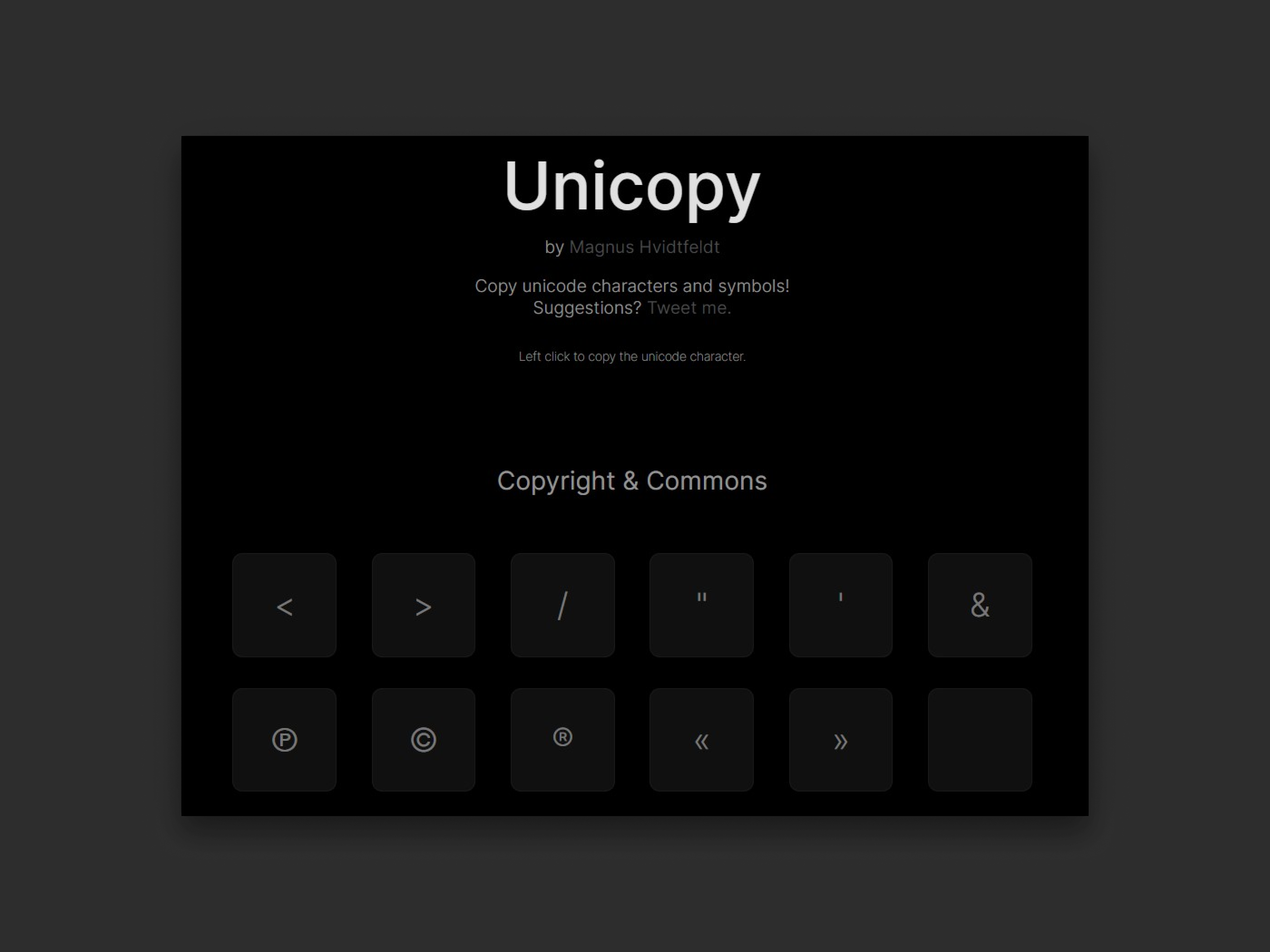 Unicopy - Easy-to-copy unicode characters and symbols | Prototypr Toolbox