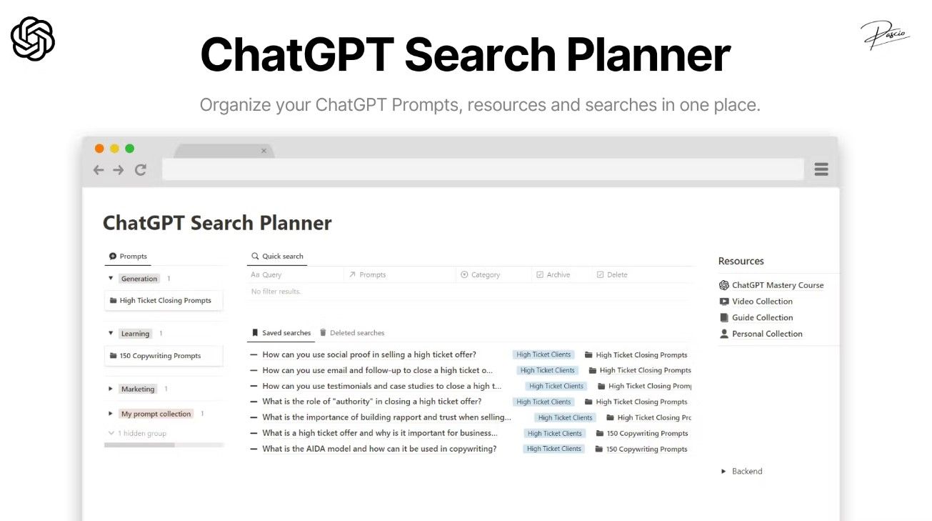 ChatGPT Search Planner - Organize and archive your ChatGPT prompts and ...