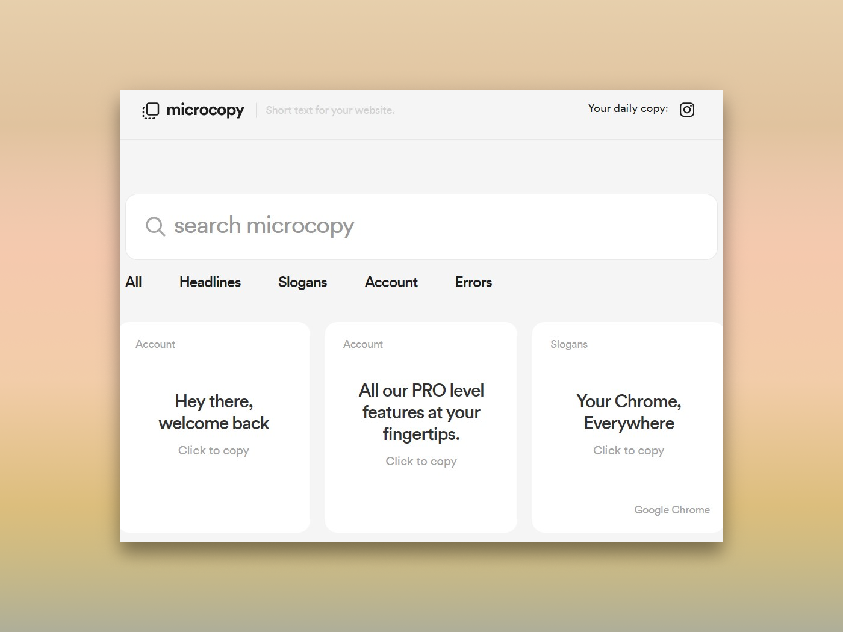 Microcopy - Short copy for your product