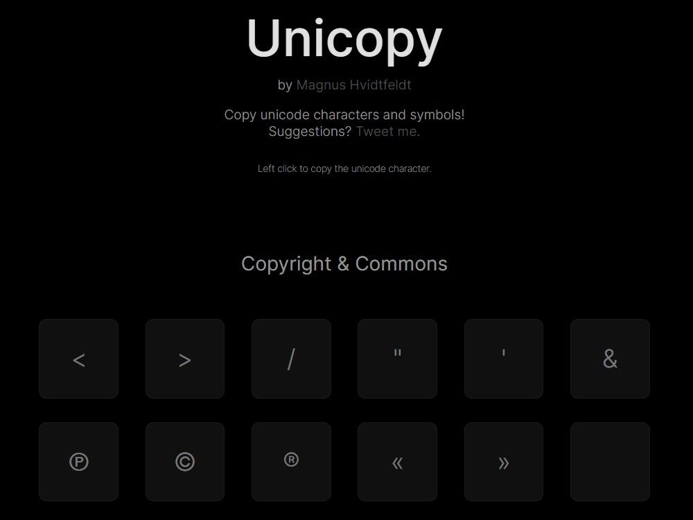 Unicopy - Easy-to-copy unicode characters and symbols