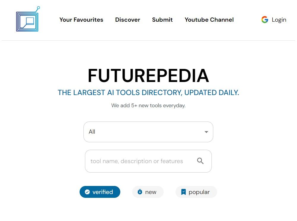 Futurepedia - Updated & curated catalog of AI tools with verified quality