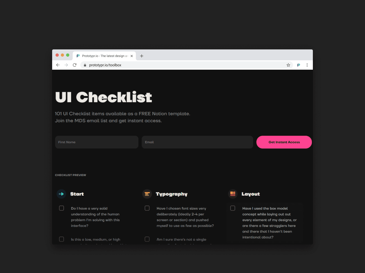 UI Checklist by Shift Nudge - 101 UI Checklist items | Prototypr Toolbox