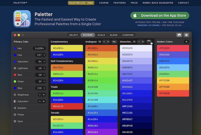 Paletter - Create professional palettes from a single color