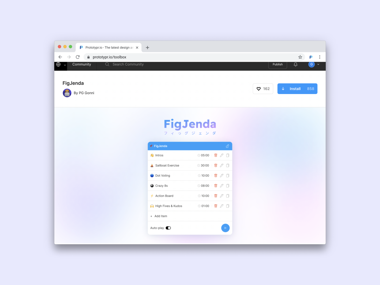 FigJenda – Workshop Running Widget | Figma Plugin | Prototypr Toolbox